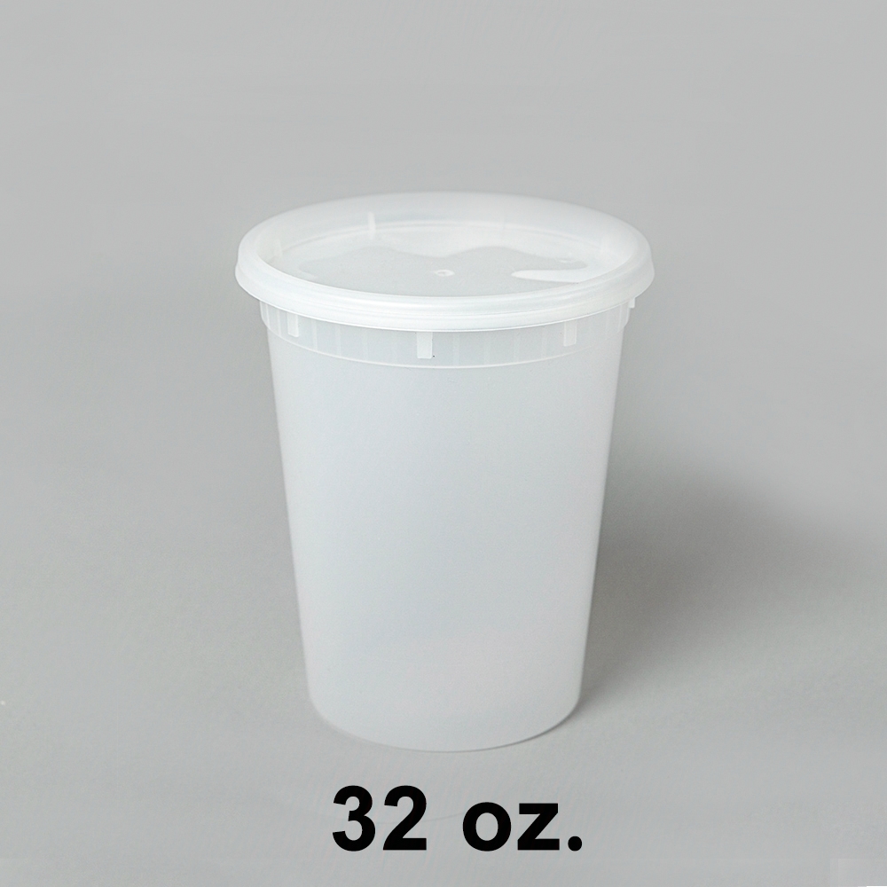 32 oz Round Clear Plastic Container w/ Lids 240 Sets – Silk Road ...